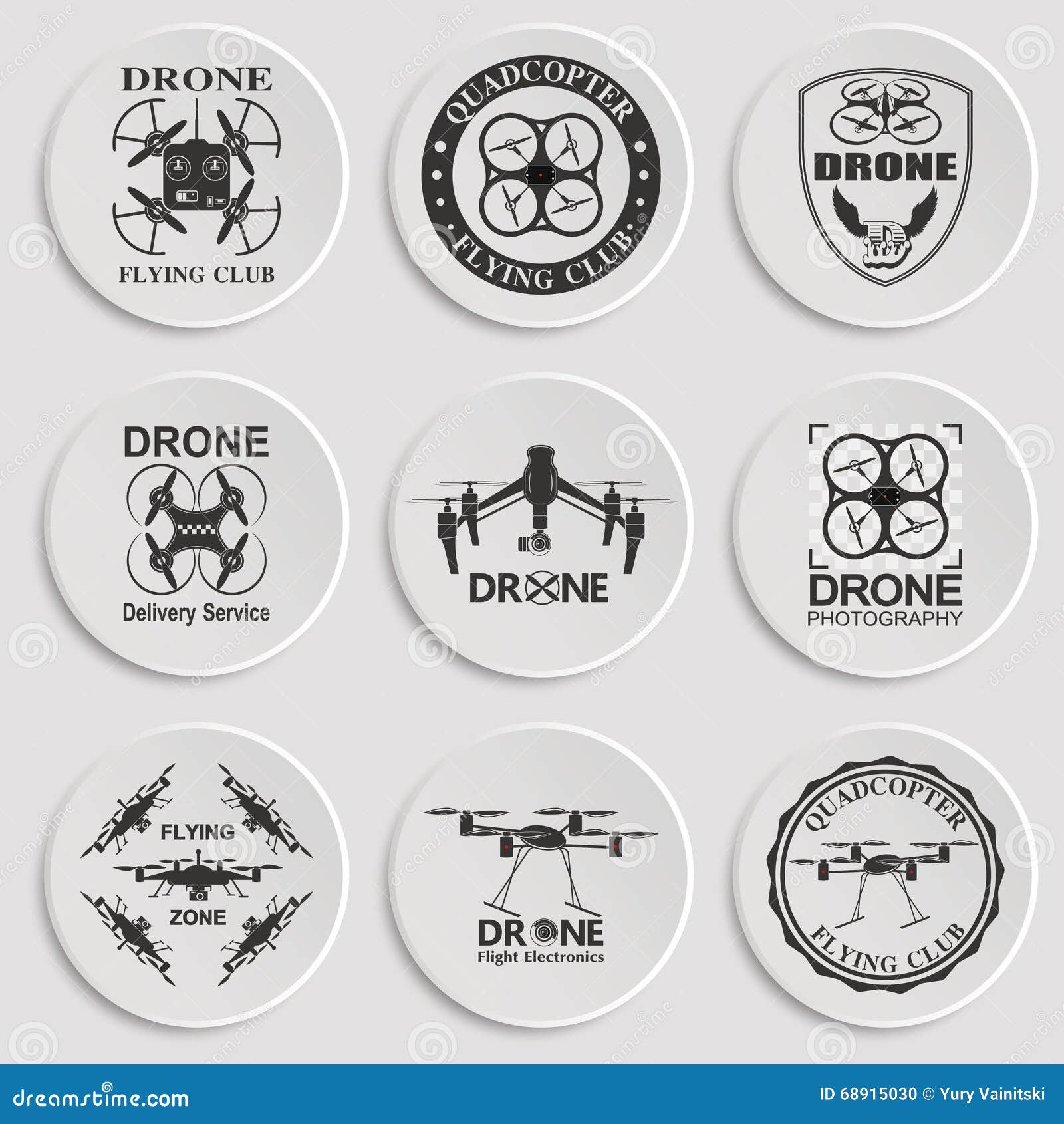 Drone footage emblems stock vector. Illustration of camera - 68915030