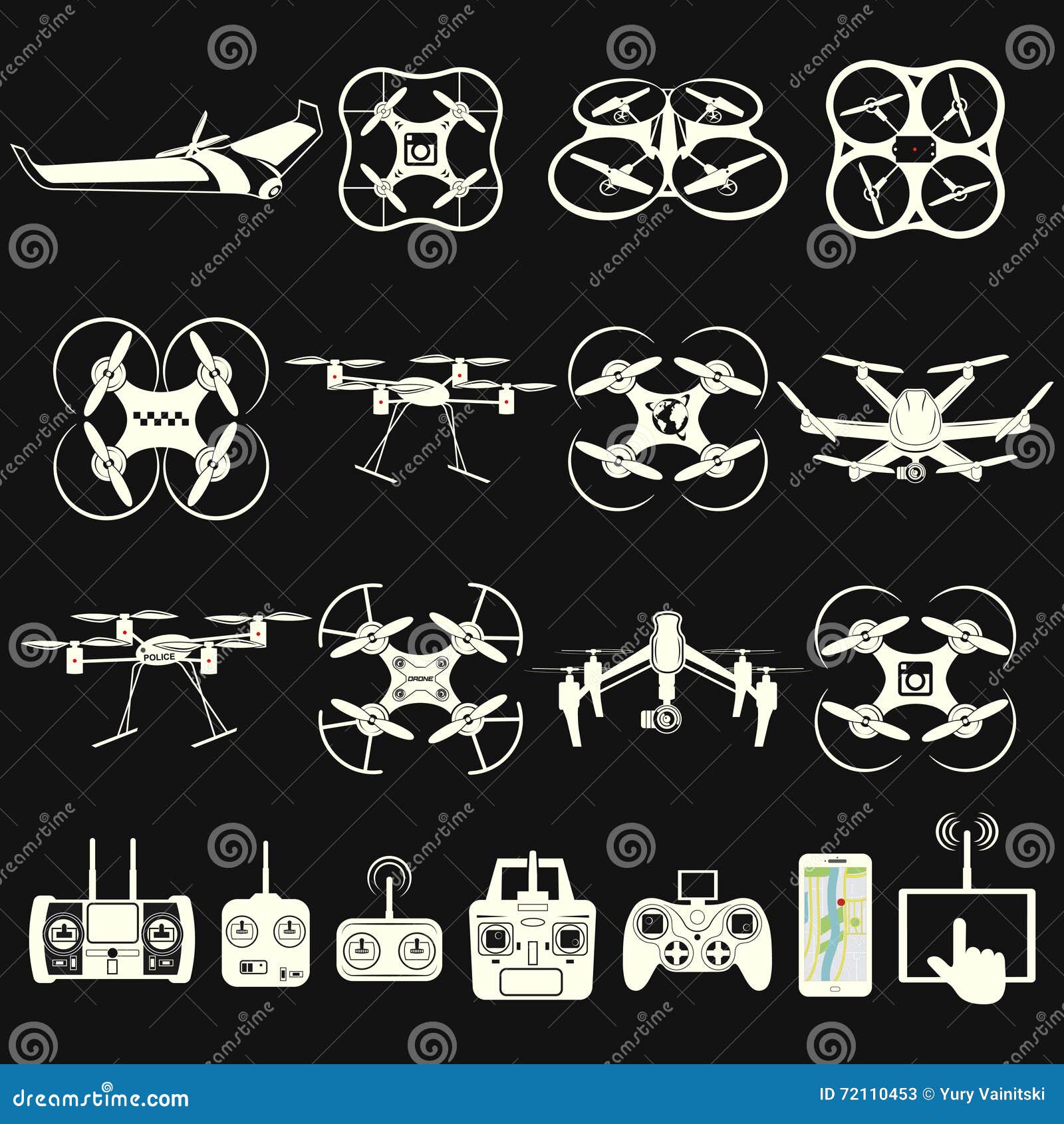 Drone footage emblems stock vector. Illustration of quad - 72110453
