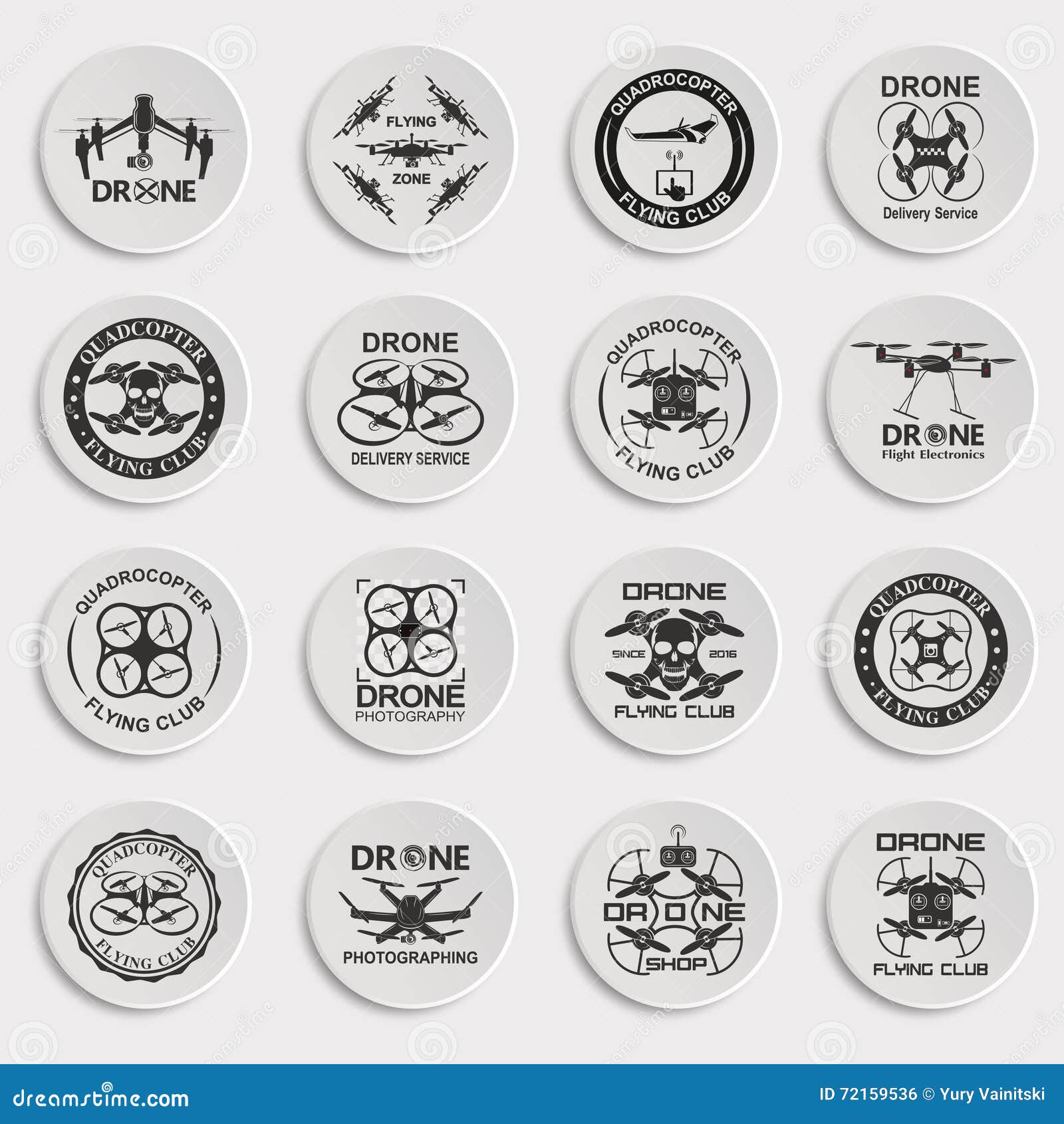 Drone footage emblems stock vector. Illustration of helicopter - 72159536