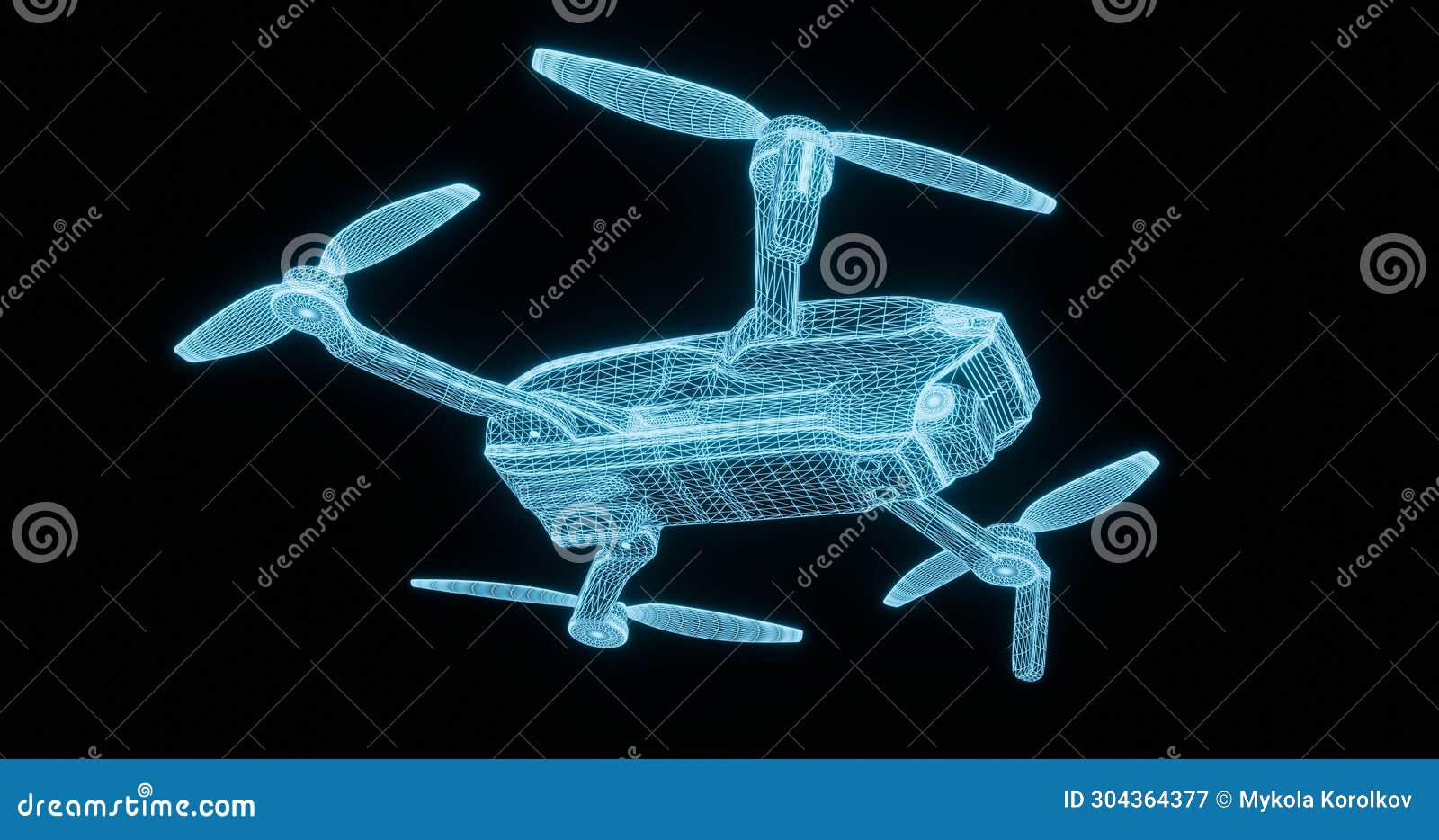 Drone in the Form of a Drawing from a Wireframe, 3D Rendering of the ...