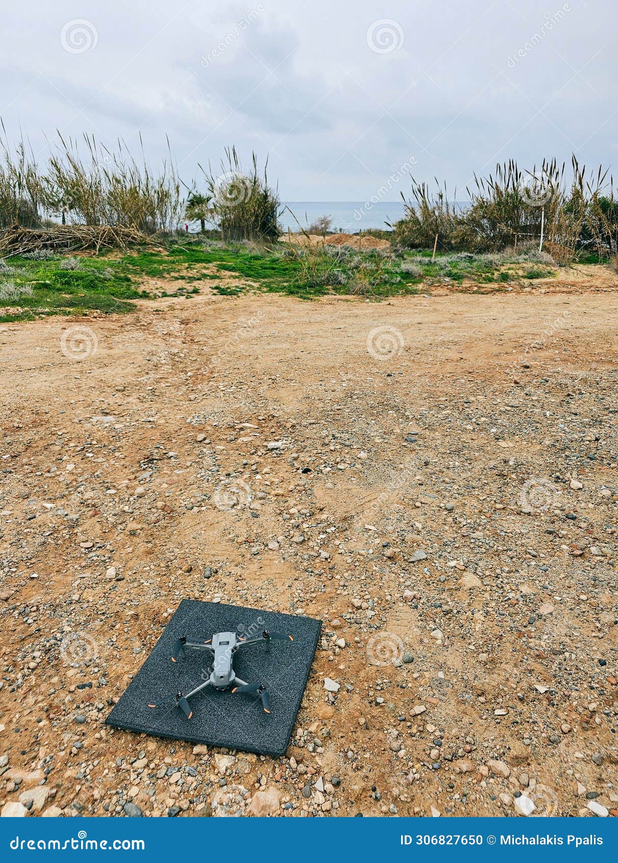 Drone Gadget on the Ground Ready To Fly To Take Photos at the Beach ...
