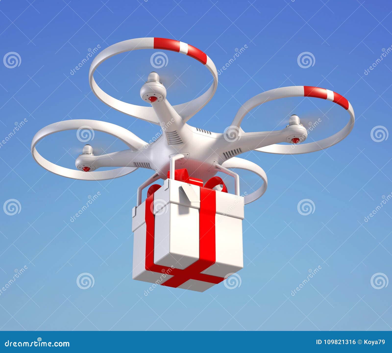 Drone with Gift Box in the Sky Stock Illustration - Illustration of ...