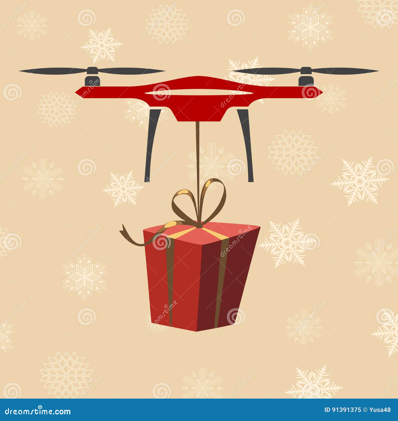 Drone with Gift. Modern Delivery of Gifts for Christmas Stock ...