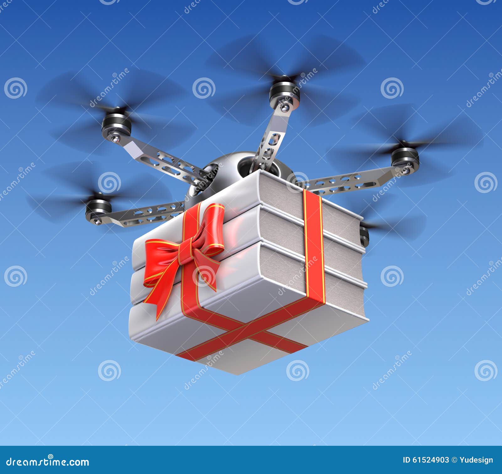 Drone with Gift Wrapped Books Stock Illustration - Illustration of ...