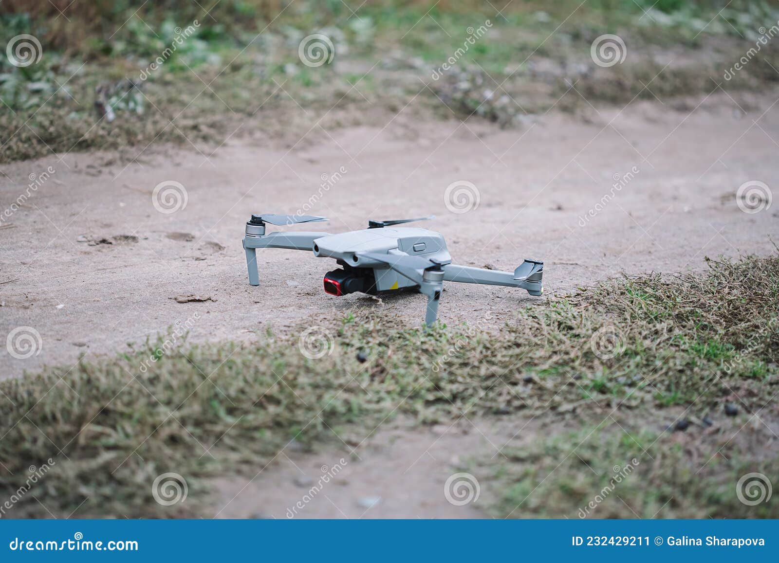 Drone on the Ground in the Field, Modern Technology Stock Image - Image ...
