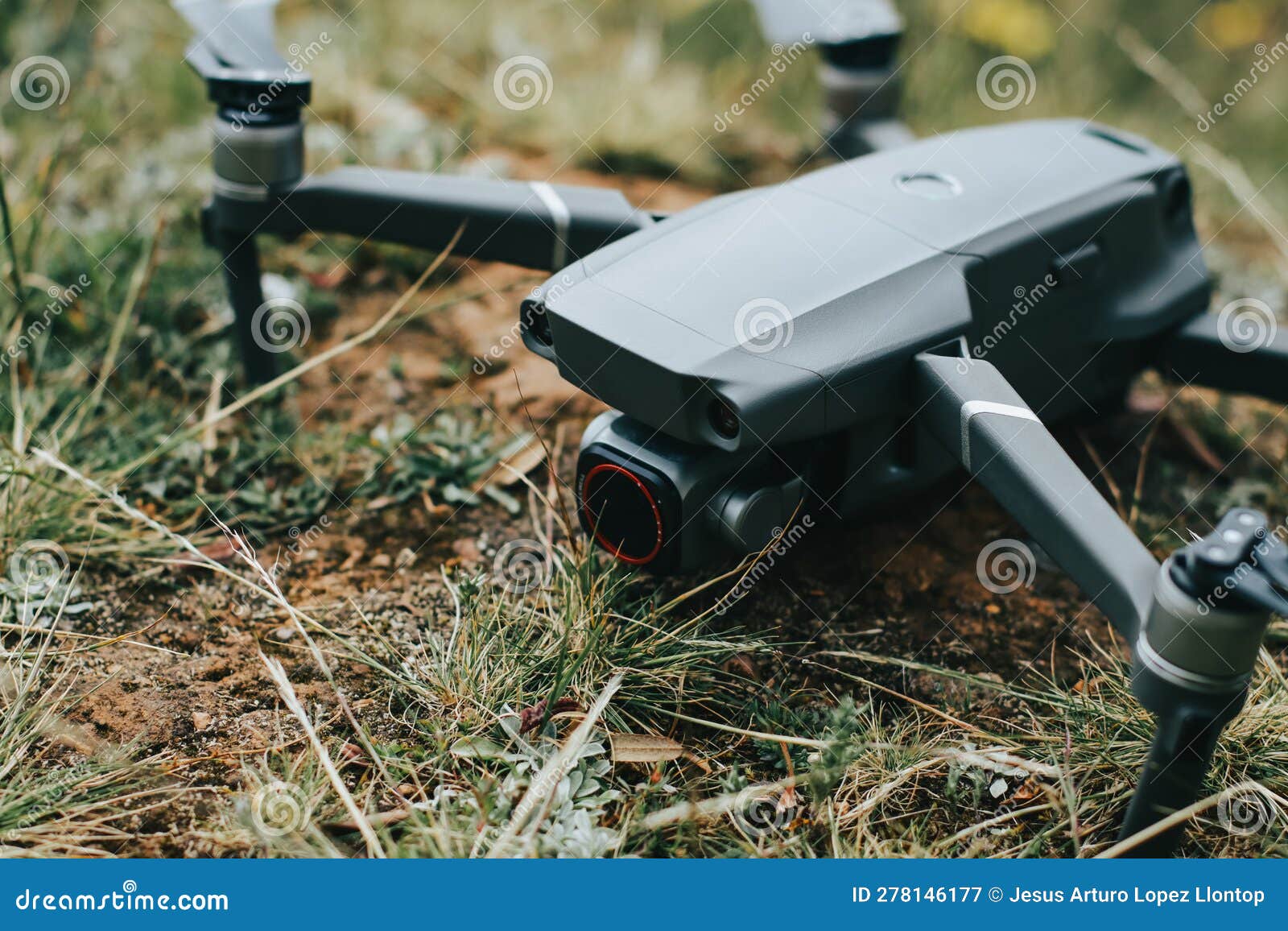 Drone on the Ground Outdoors before Takeoff. Technology Concept Stock ...