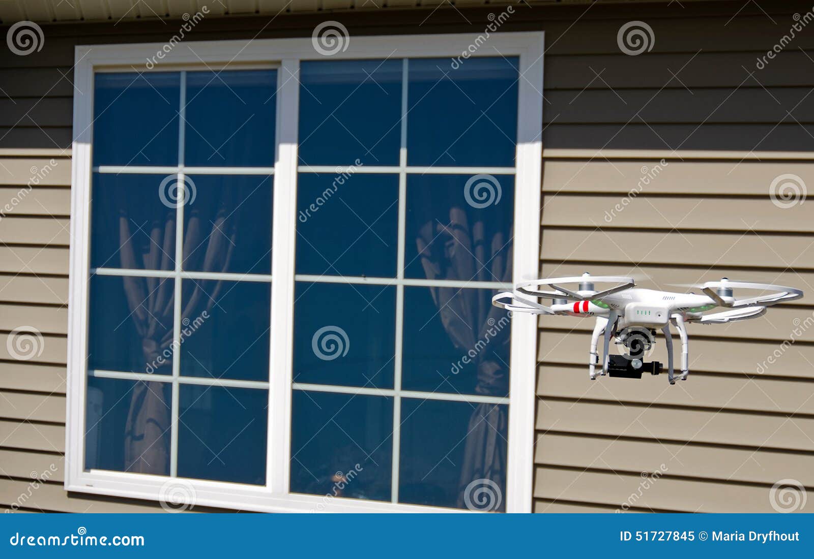 Drone Hovering by House Window Stock Image - Image of windowpane ...
