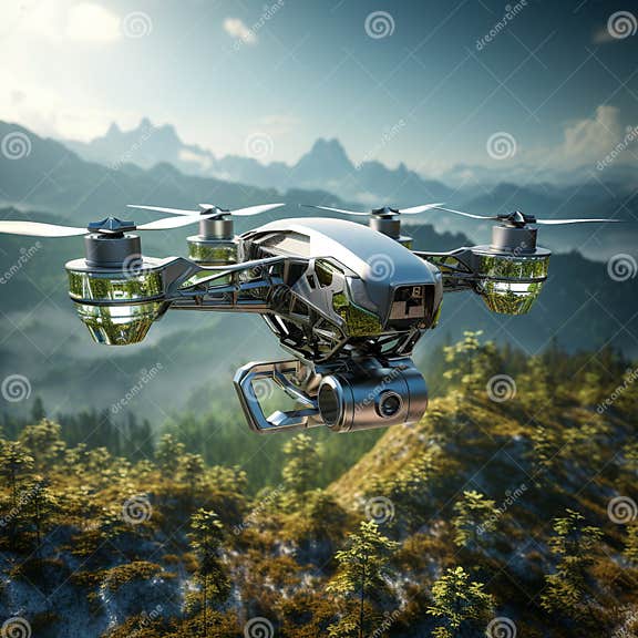 Drone Hovering Over a Binary Code Landscape - a Three-Dimensional Render for Tech Concepts Stock ...