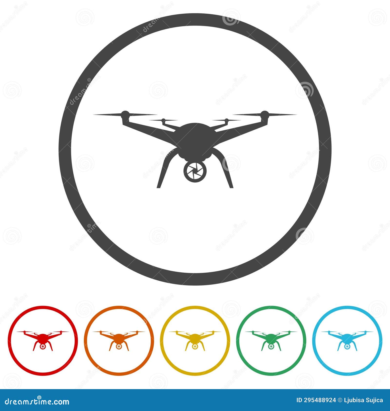 Drone Icon. Set Icons in Color Circle Buttons Stock Vector ...
