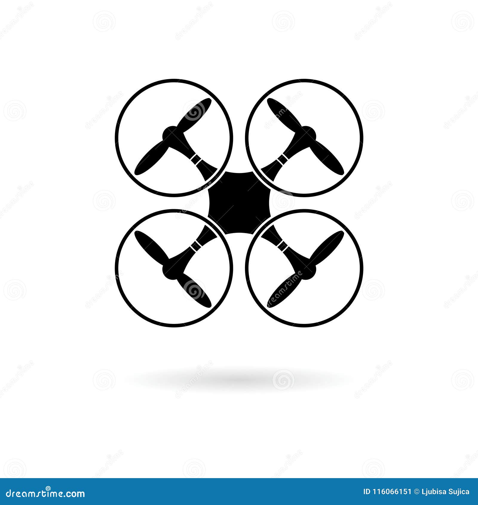 Drone Icon Silhouette Quadrocopter A Top View Icon Stock Vector