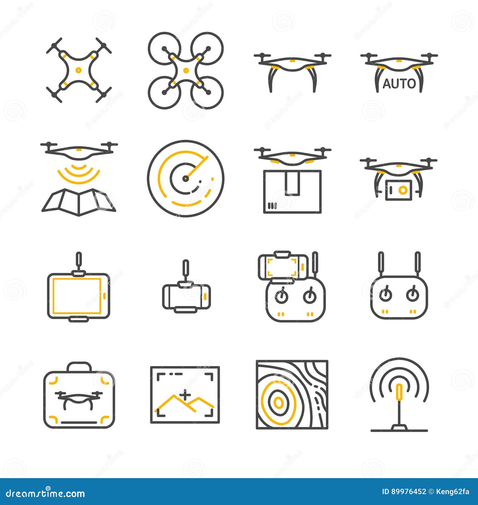 Drone icons set stock vector. Illustration of innovation - 89976452