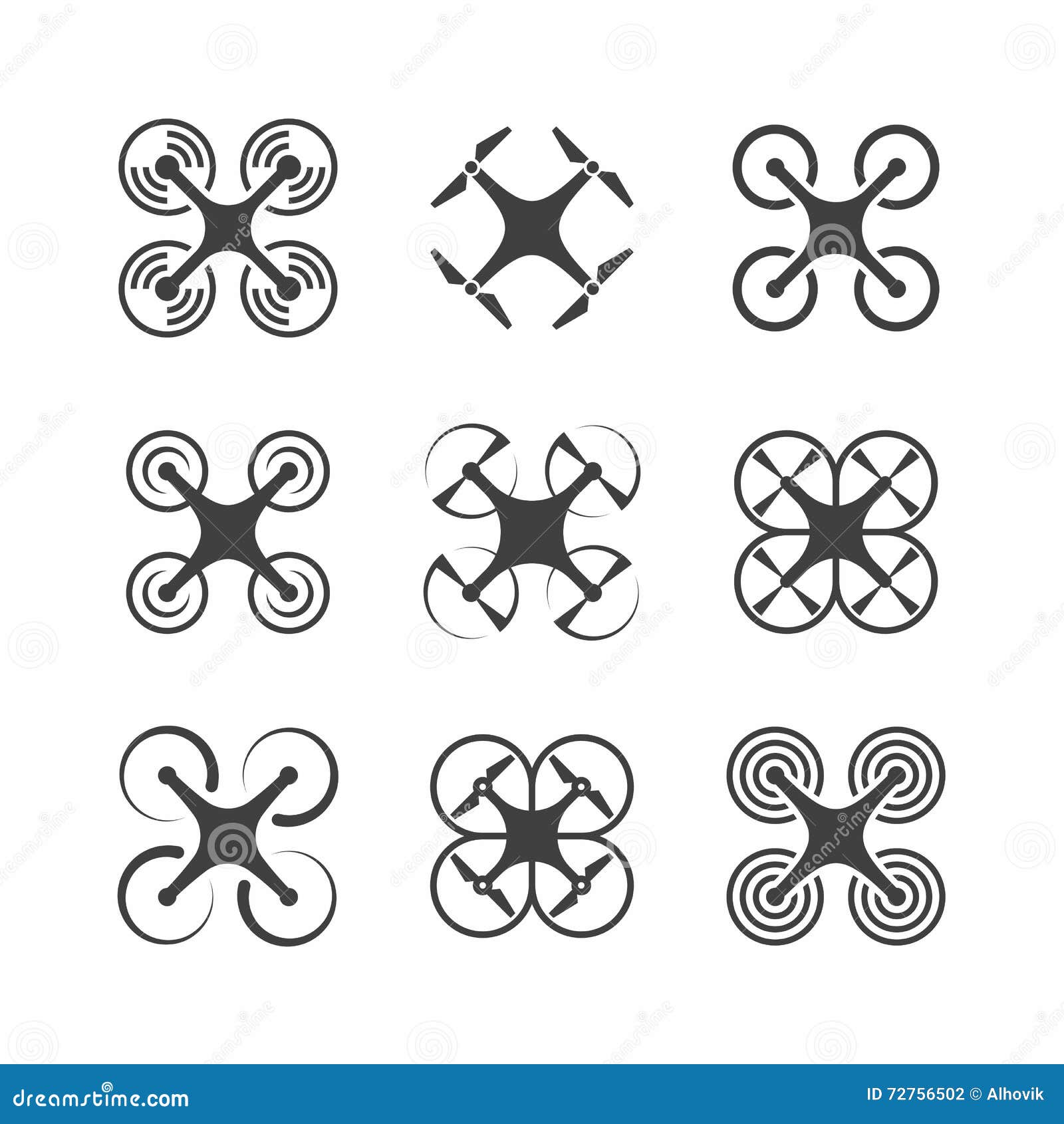 Drone icons stock vector. Illustration of aircraft, industry - 72756502