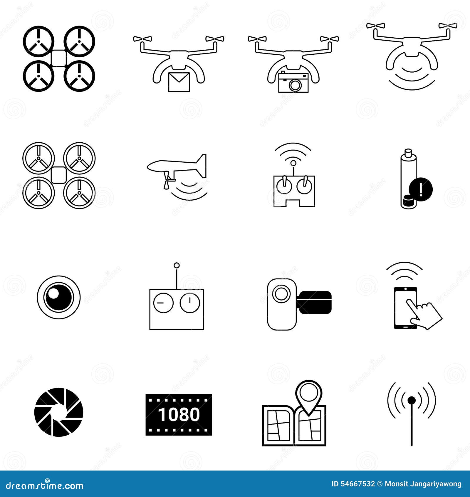 Drone Icons Set Vector Illustration Stock Vector - Illustration of ...