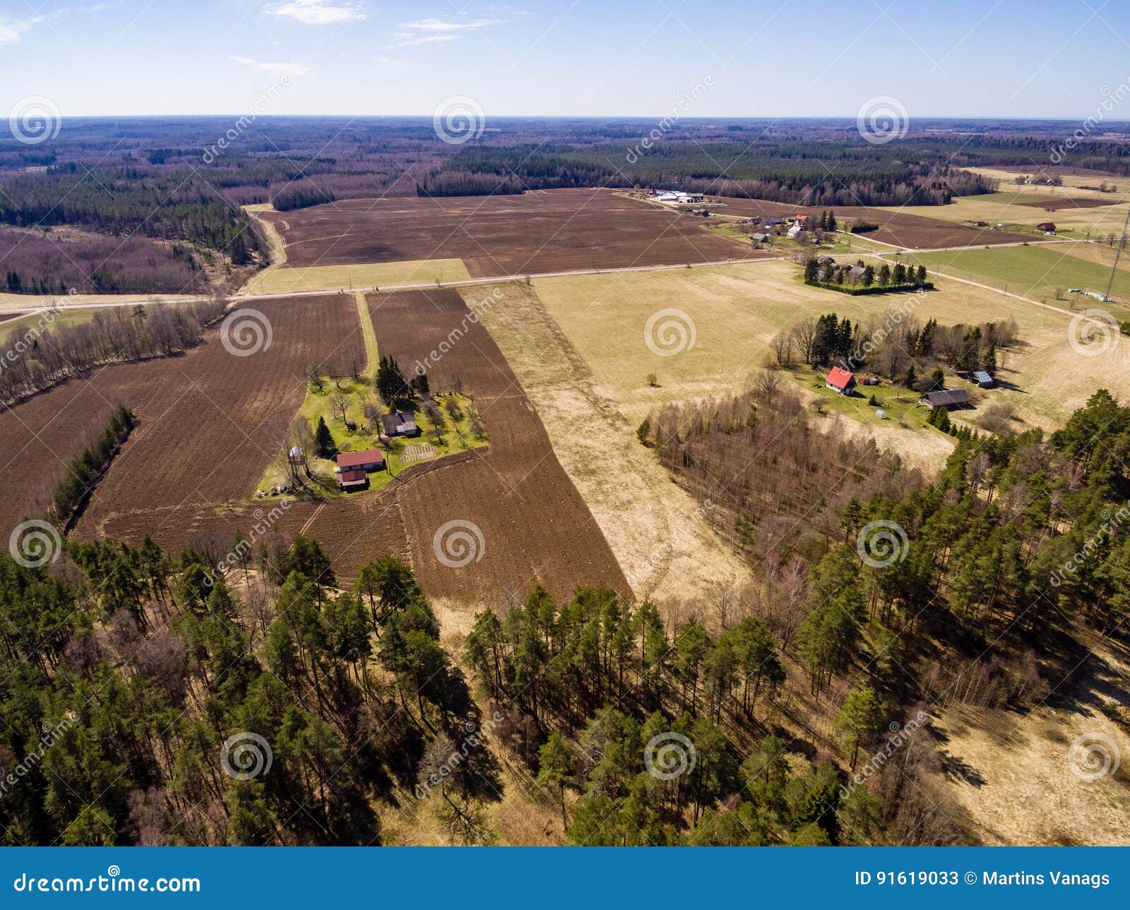 Drone Image. Aerial View of Rural Area with Fields and Forests Stock ...