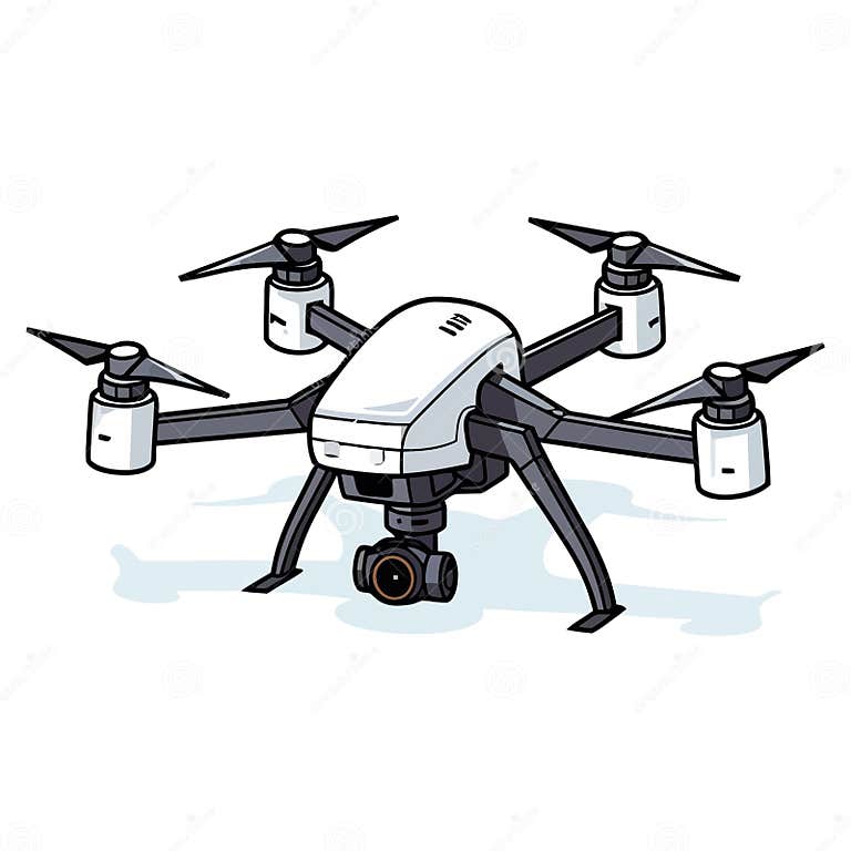 Drone Image. Cute Image of an Isolated Quadcopter with Camera Stock ...