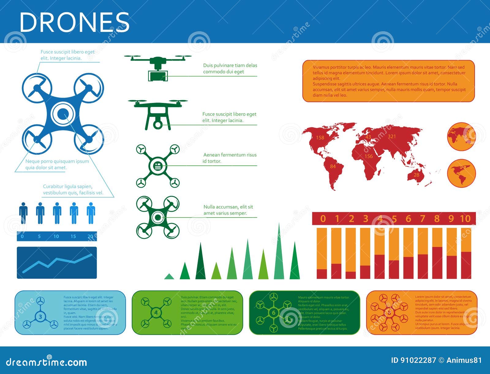 Drone Infographic Diagram Cartoon Vector | CartoonDealer.com #121633405