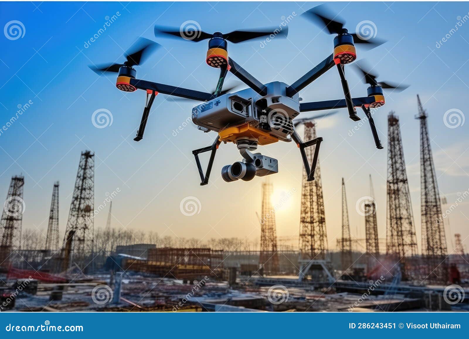 Drone Inspection, Operator Inspecting Construction Site Stock ...