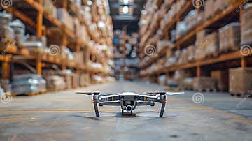 Drone Inventory Check in Warehouse - Streamlined Stock Control. Concept ...