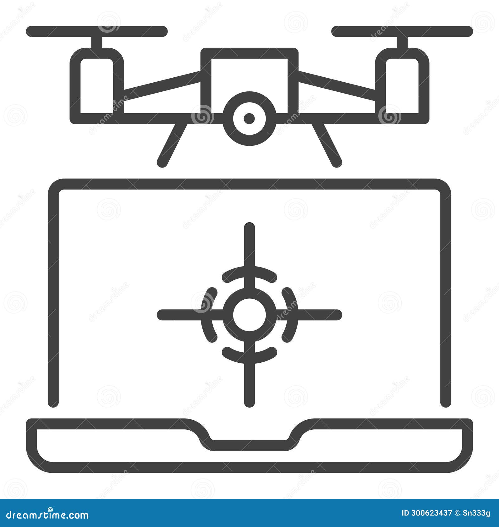 Drone with Laptop Computer Vector Quadcopter Concept Outline Icon Stock ...