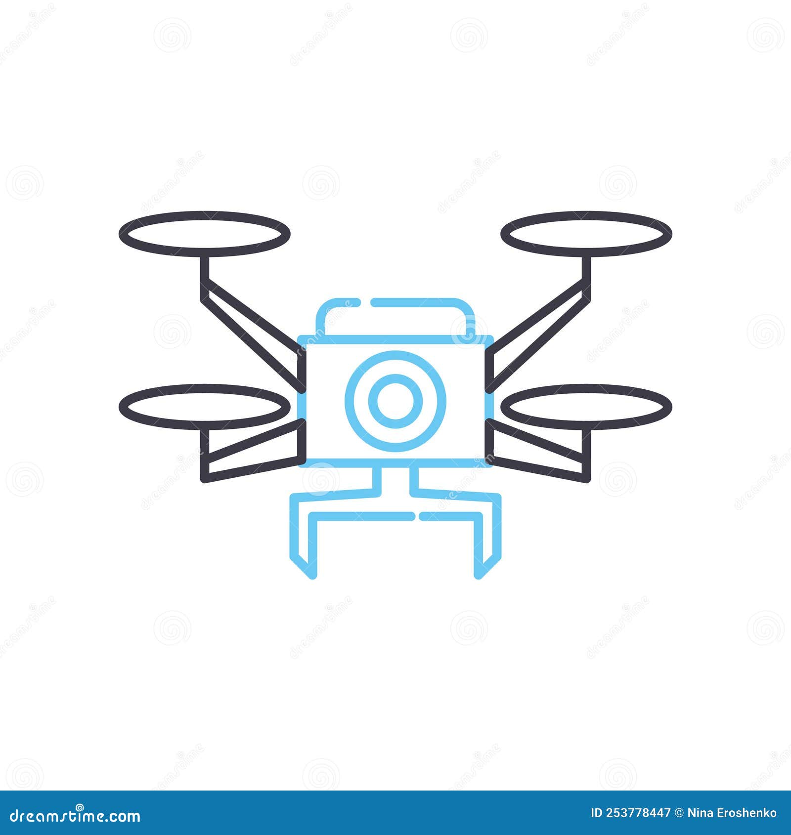 Drone Line Icon, Outline Symbol, Vector Illustration, Concept Sign ...