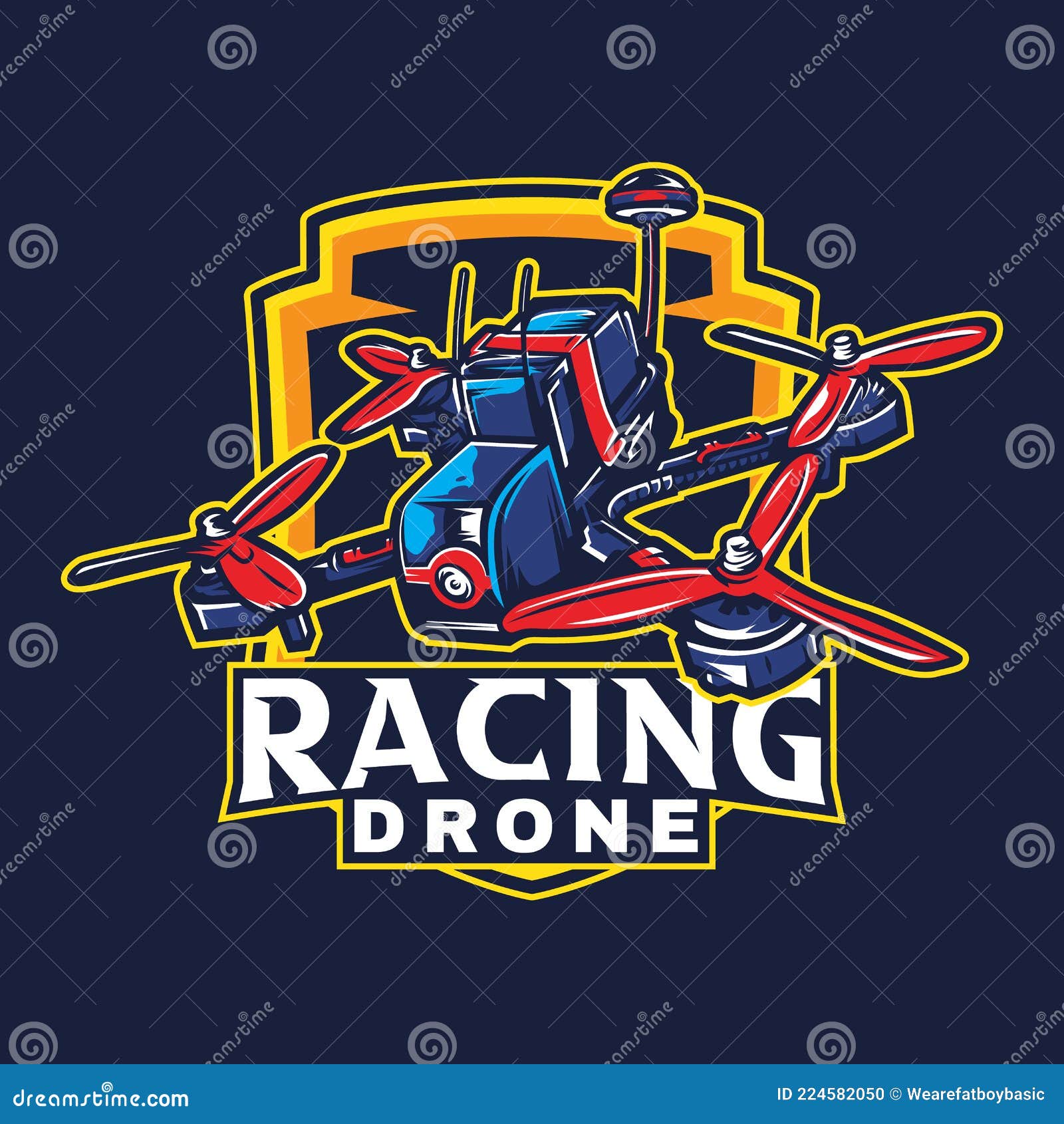 Fpv Racing Drone Pilot Hobby Logo Mascot Cartoon Icon Character Vector ...