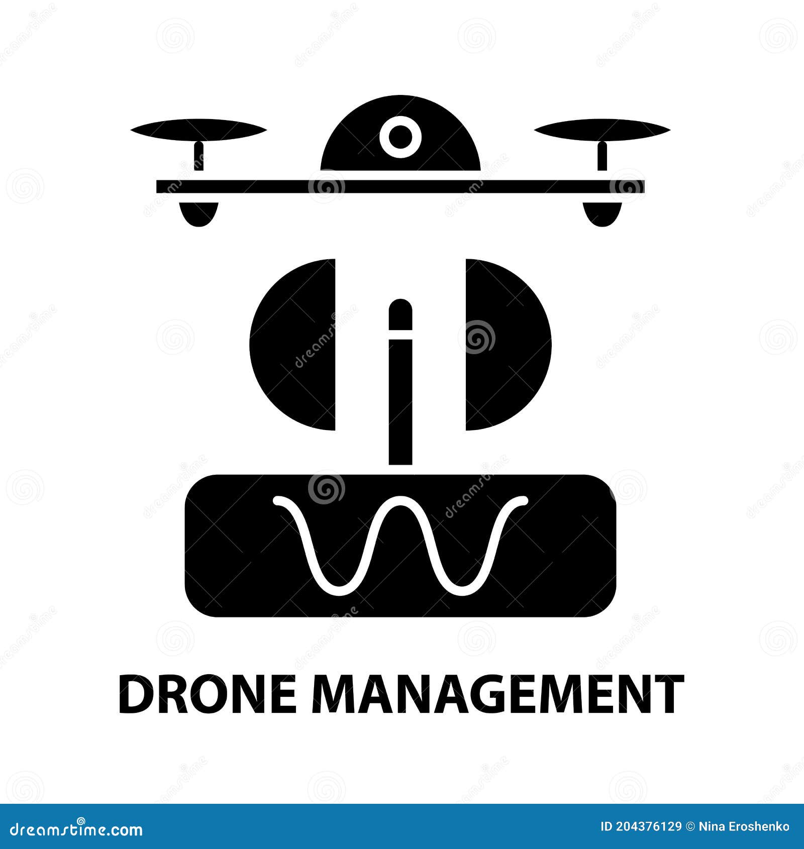 Drone Management Icon, Black Vector Sign with Editable Strokes, Concept ...