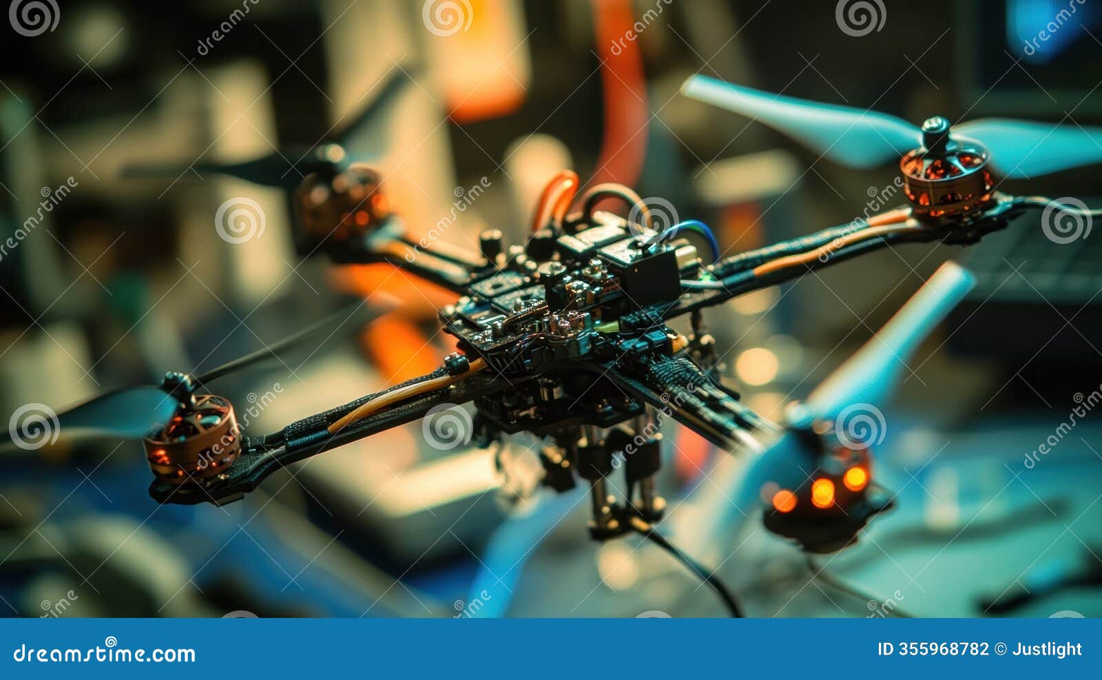 Drone Manufacturing Process Showing Electronic Components and Wiring ...