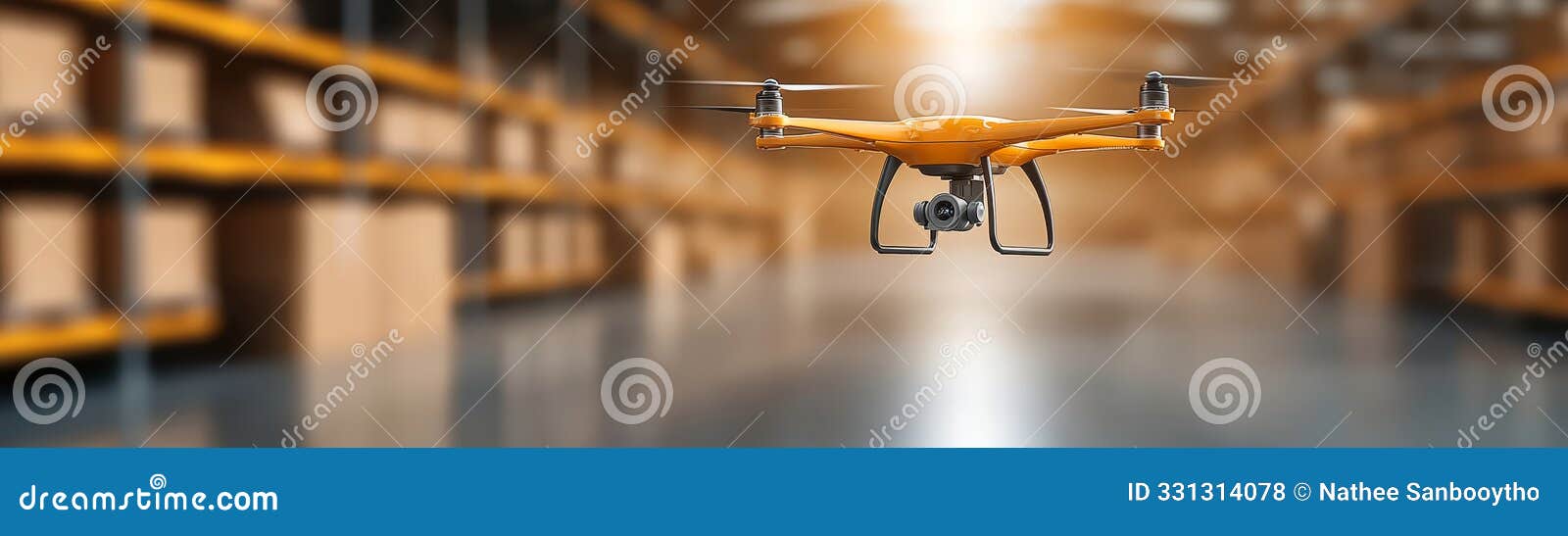 Drone in Modern Warehouse for Inventory Management Stock Illustration ...