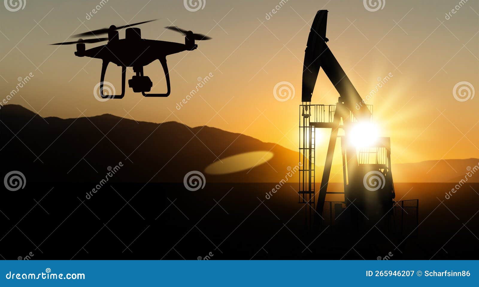 Drone and oil rigs stock image. Image of pipeline, monitoring - 265946207