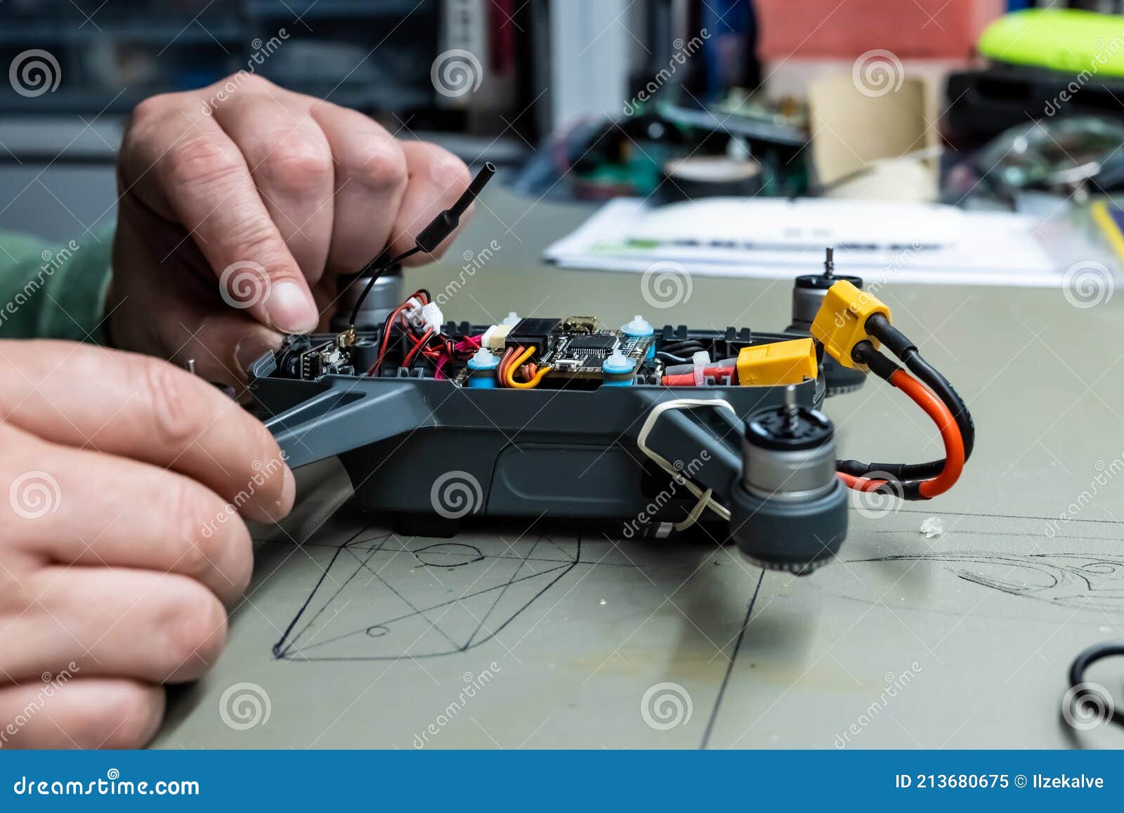 Drone Opened To Repair Crash Damage Stock Image - Image of damage, gain ...