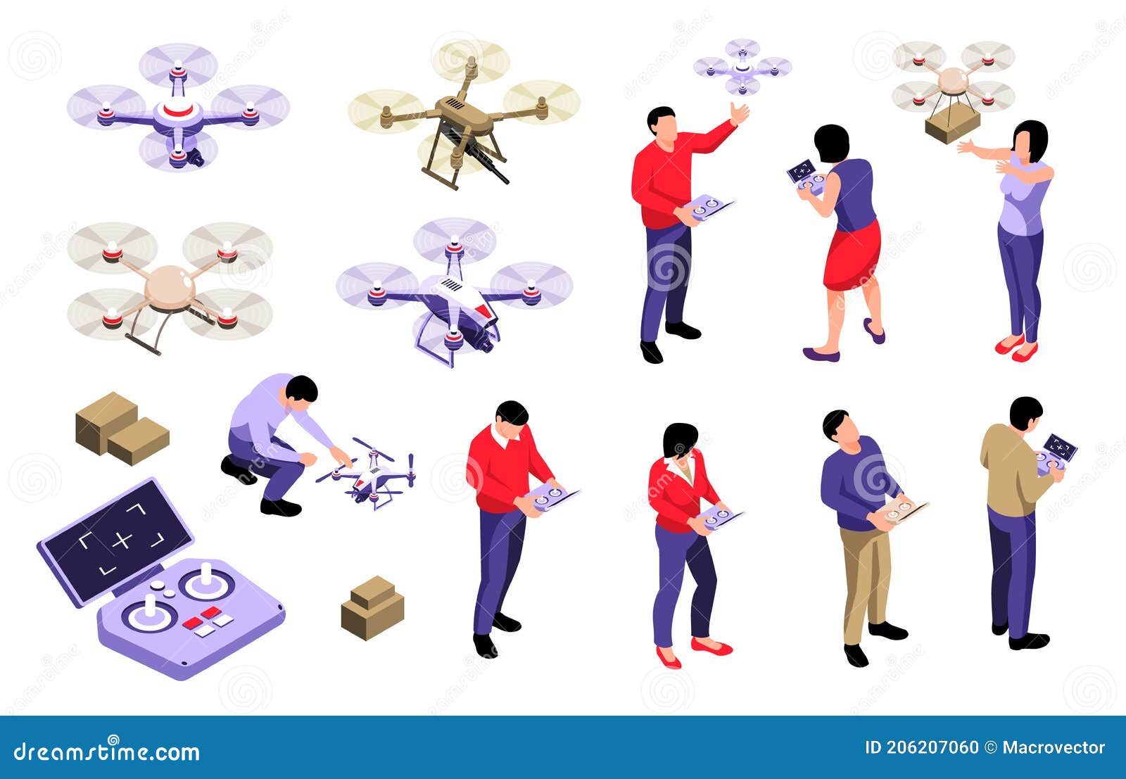Drone Operator Icons Collection Stock Vector - Illustration of graphic ...