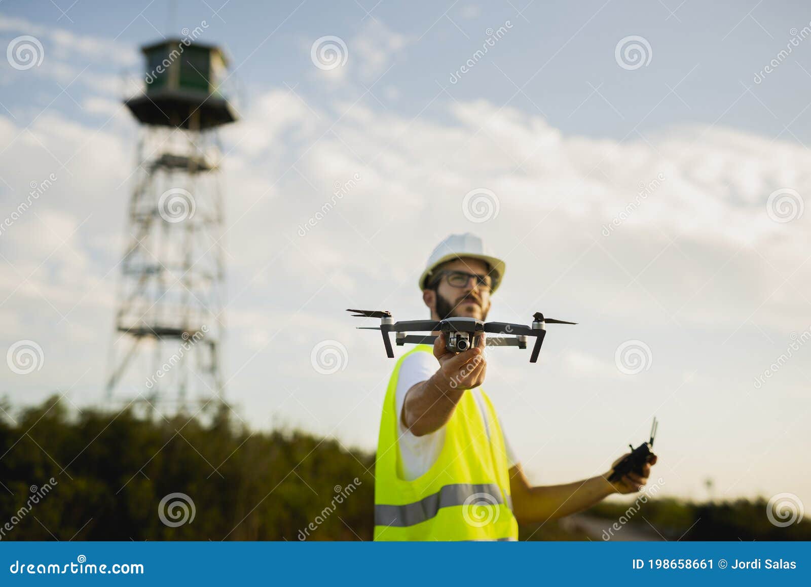 Drone Operator, Top View Of Man Lying In Grass Field And Using Drone ...