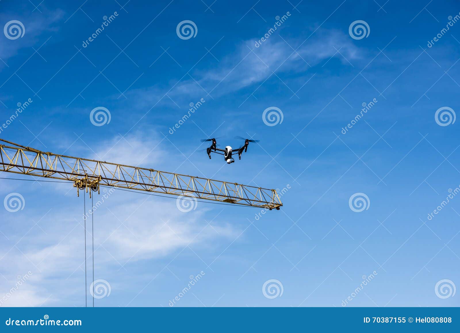 Drone over crane stock image. Image of propeller, security - 70387155