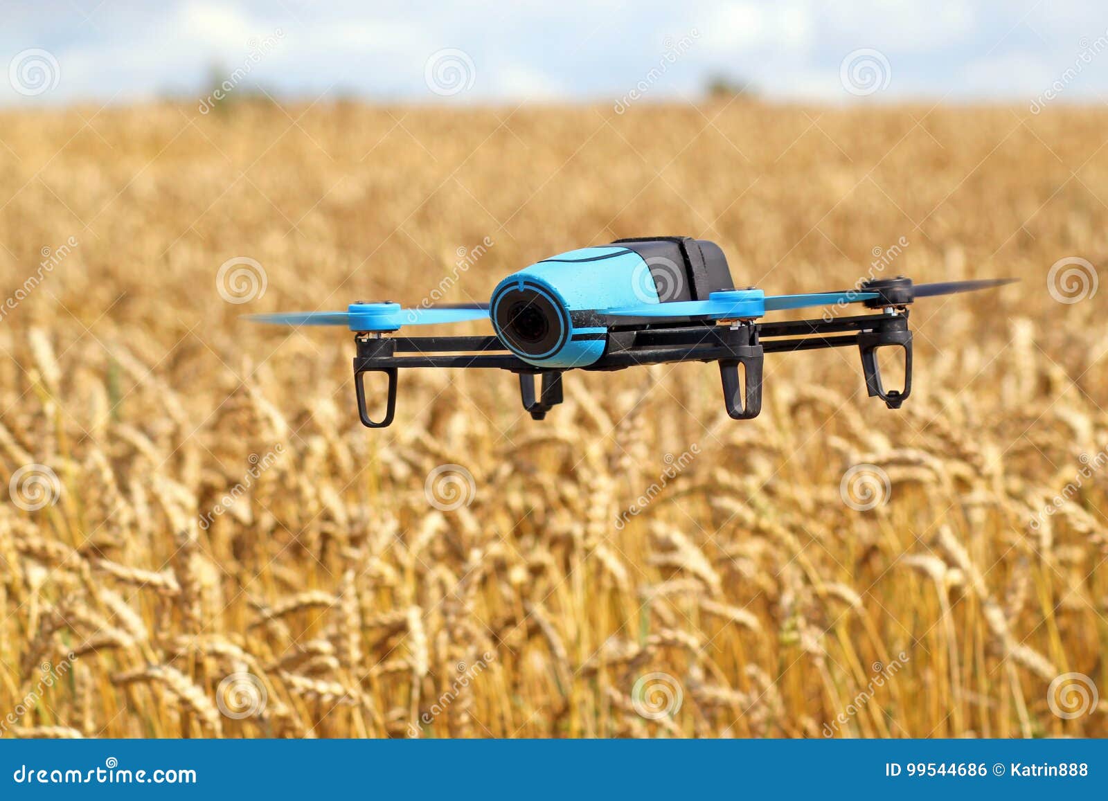 Drone over the field stock photo. Image of professional - 99544686