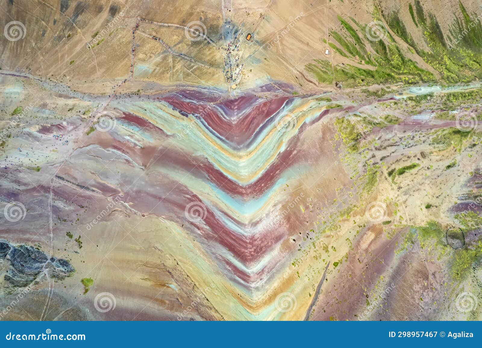 Drone Overhead Viaew of Vinicunca in Cusco, Peru with an Elevation of ...