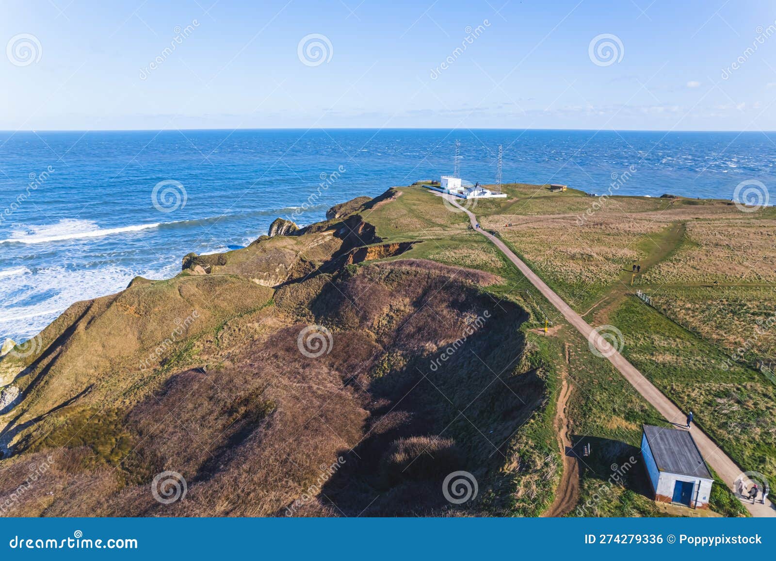 Drone Panoramic View Over Flamborough Head Hiking Route at the North ... Drone Panoramic View Over Flamborough Head Hiking Route at the North ...