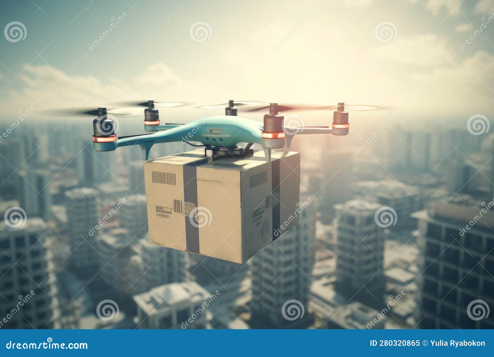 Drone Parcel Delivery. Generate Ai Stock Illustration - Illustration of ...