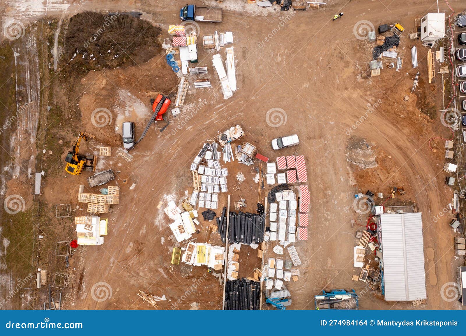 Drone Photography of Construction Site and Construction Materials ...