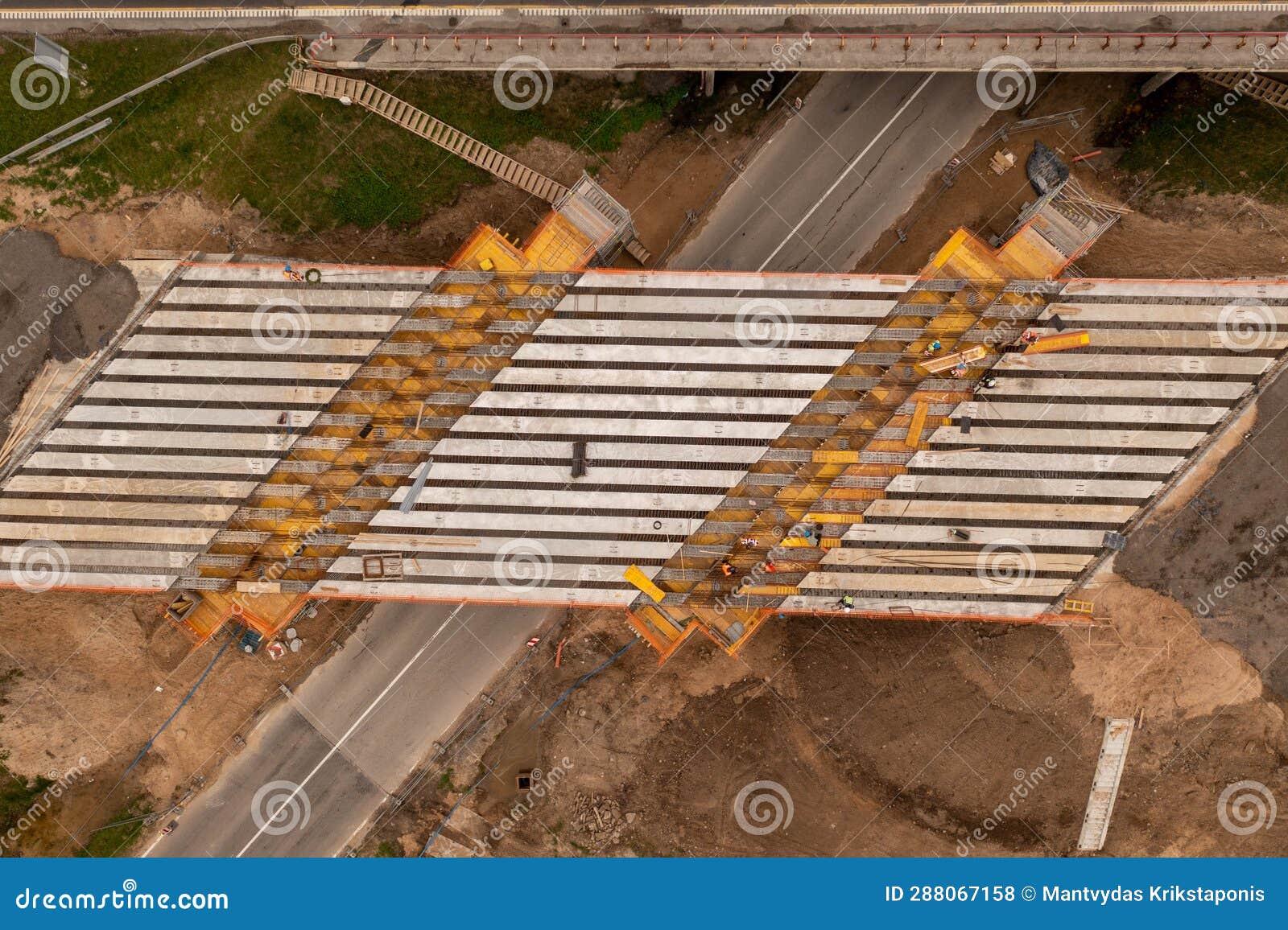 Drone Photography of Highway Bridge Being Built during Spring Day Stock ...