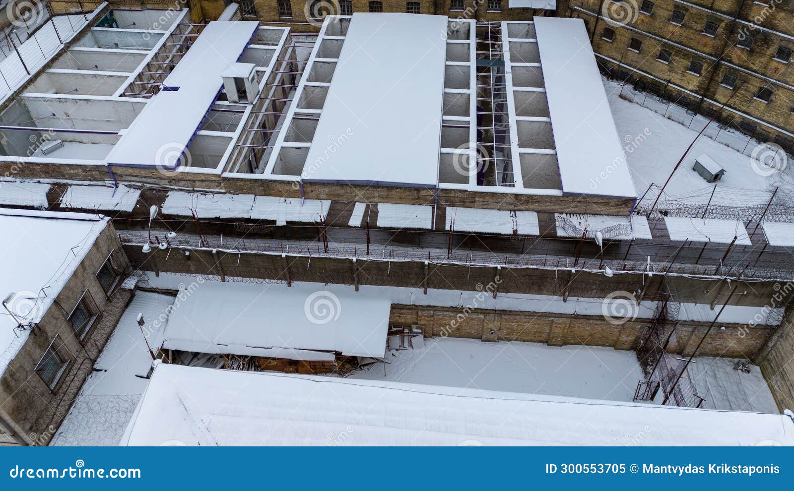 Drone Photography of Old Prison Backyard during Winter Stock Image ...