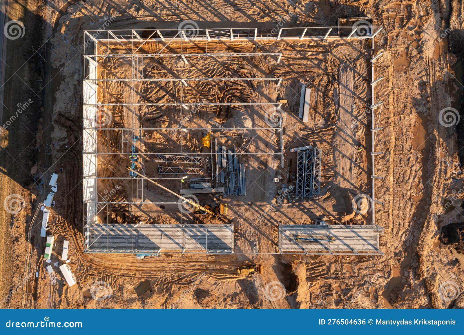Drone Photography of Warehouse Being Built by Construction Workers ...