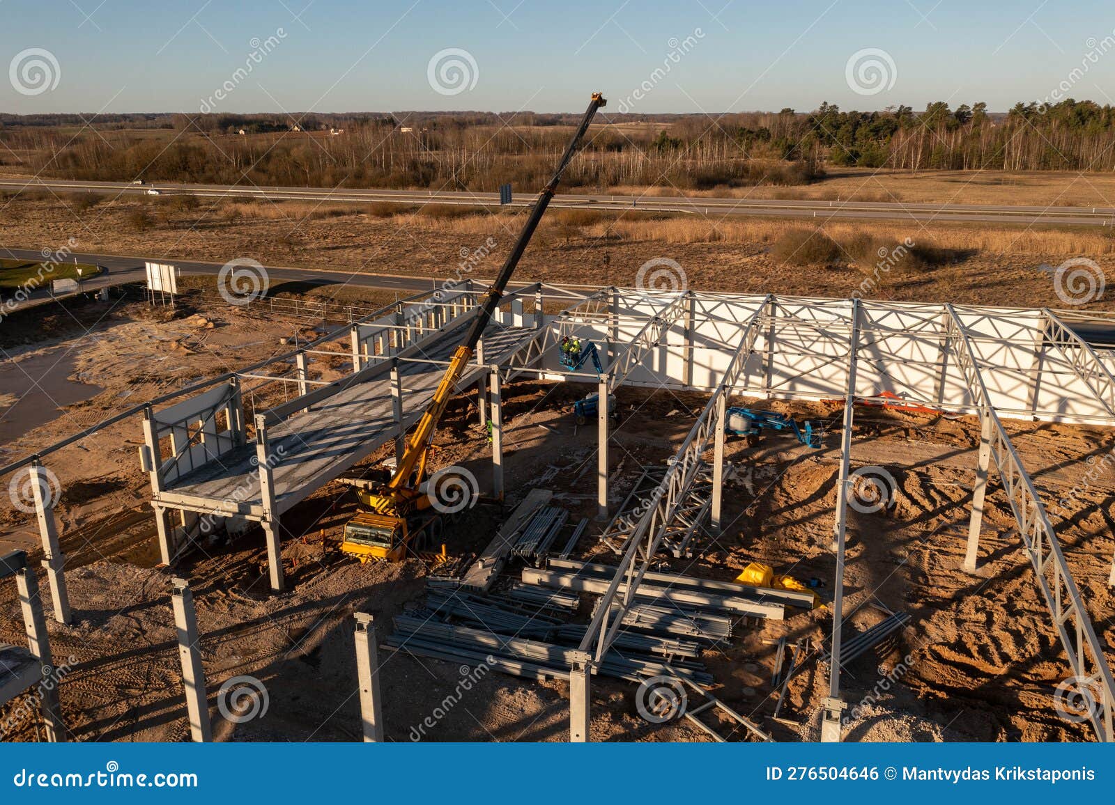 Drone Photography of Warehouse Being Built by Construction Workers ...