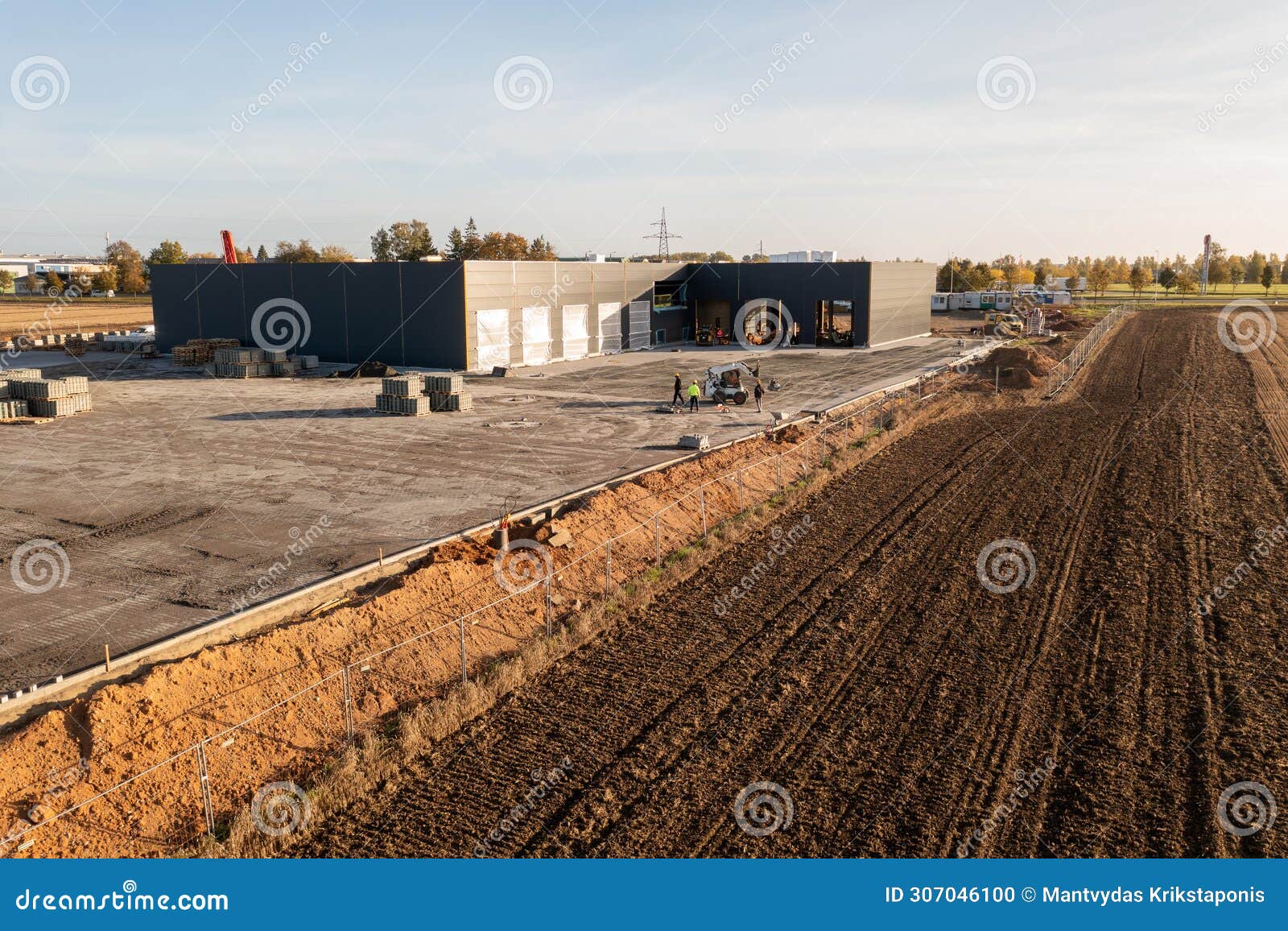 Drone Photography of Warehouse Construction Site in the Fields during ...