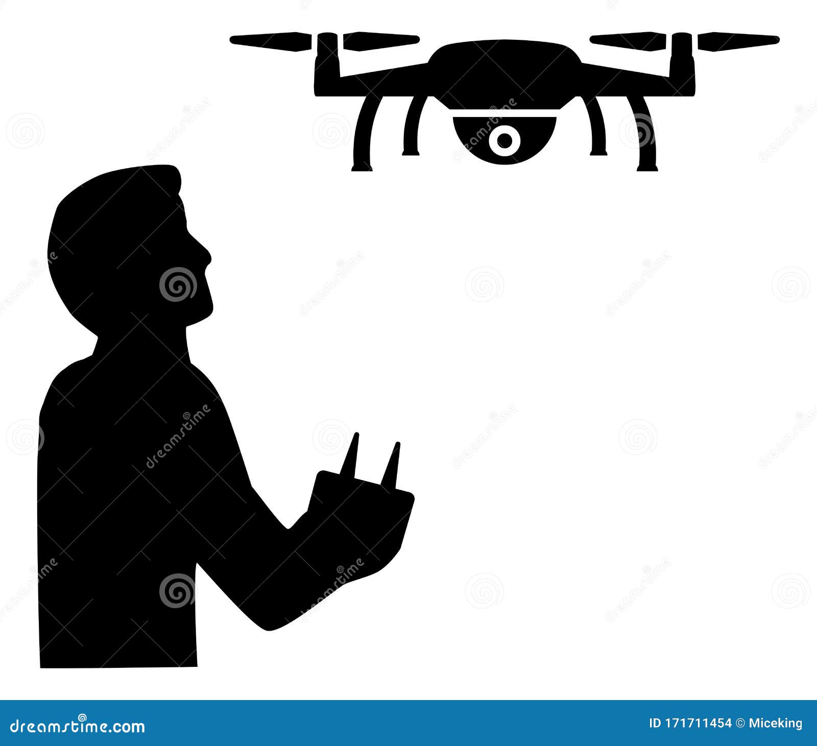 Drone Pilot Flying Silhouette Black Stock Vector Illustration Of Logo