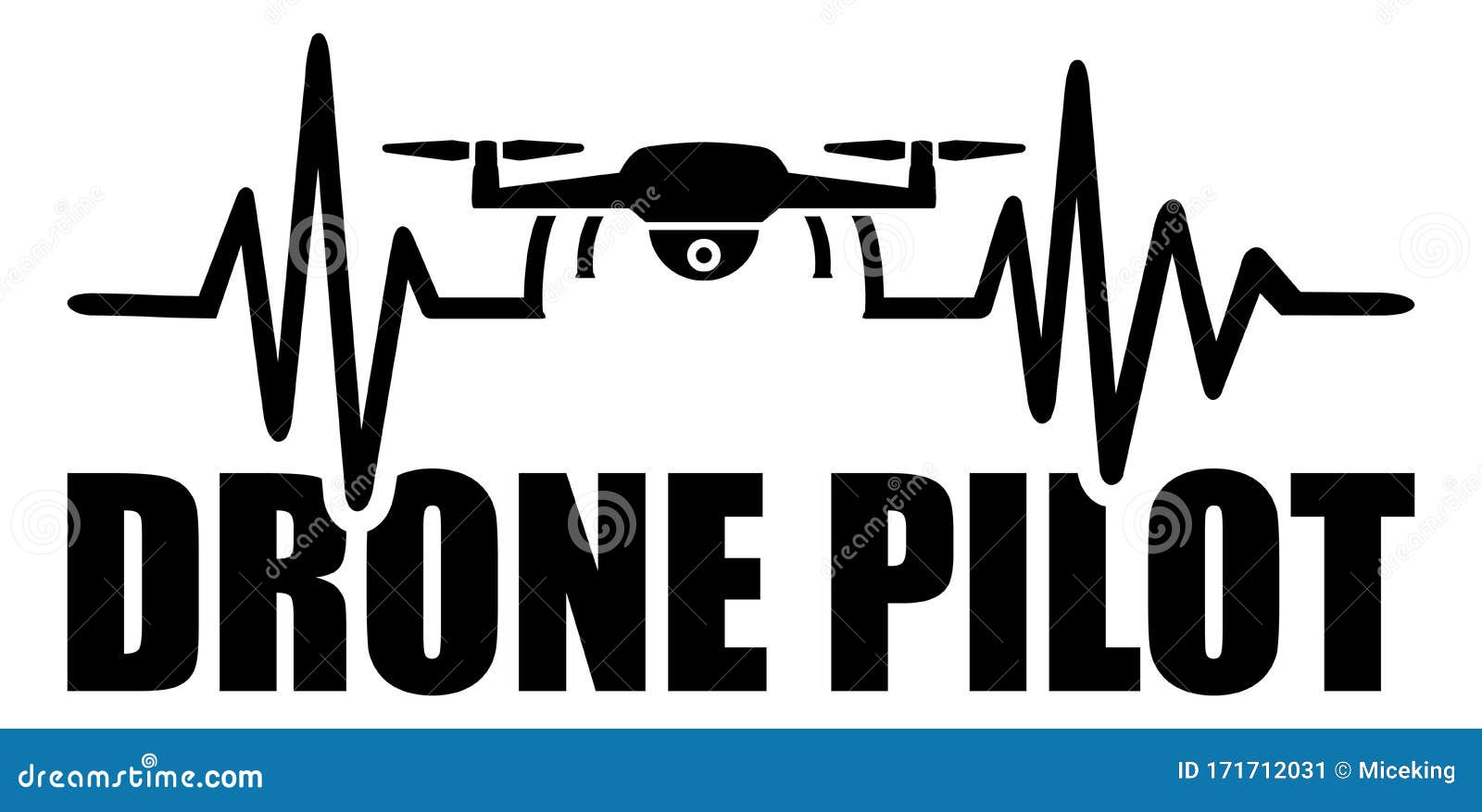 Drone Pilot Heartbeat with Icon Stock Vector - Illustration of vector ...