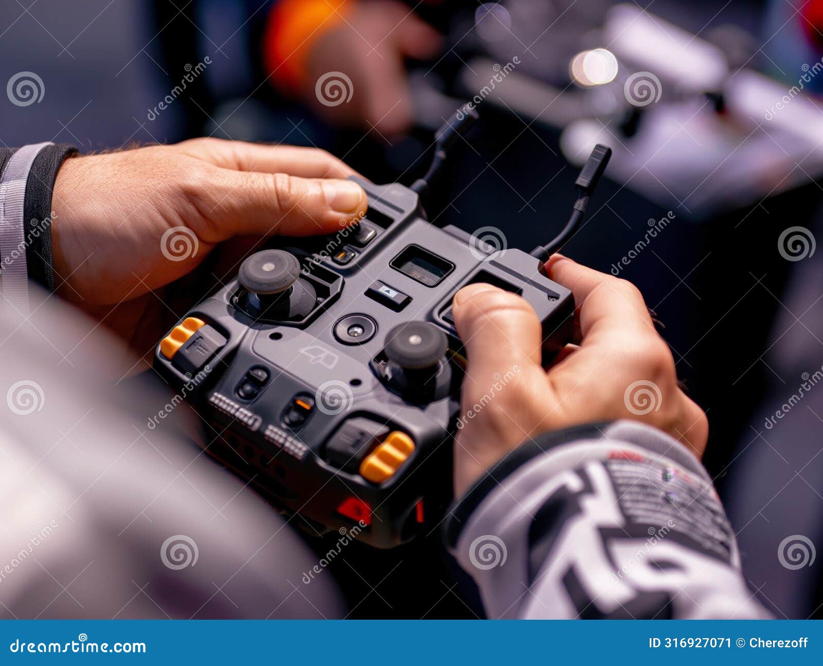 Drone Pilot Operating Remote Controller Stock Image - Image of buttons ...