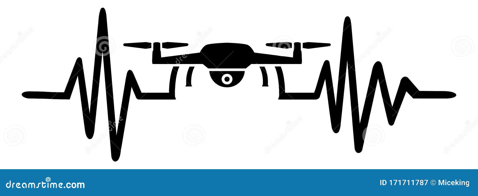 Drone Pilot Pulse with Icon Stock Vector - Illustration of pictogram ...