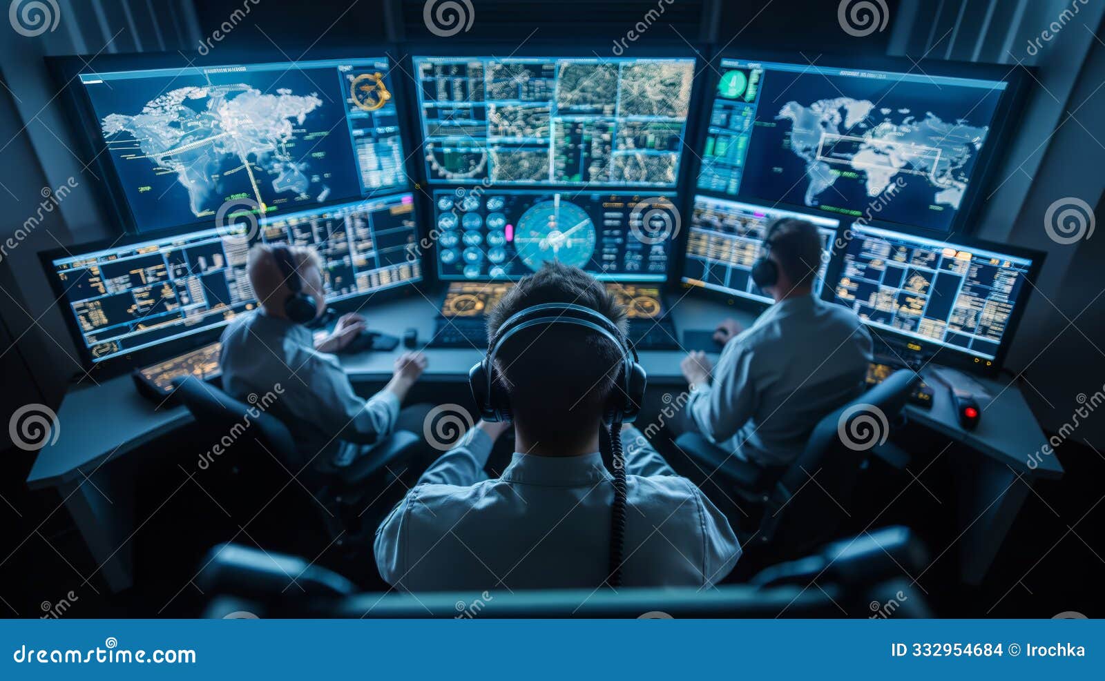 Drone Pilots in High-Tech Command Center Operating Stock Photo - Image ...
