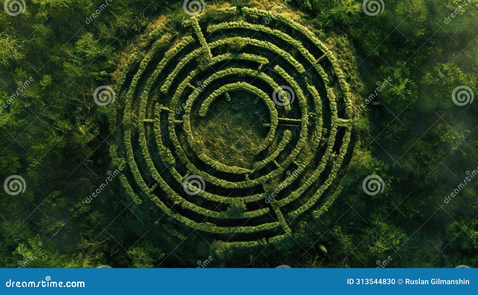 Drone Point of View of Grass Labyrinth on Field. Landscape with ...