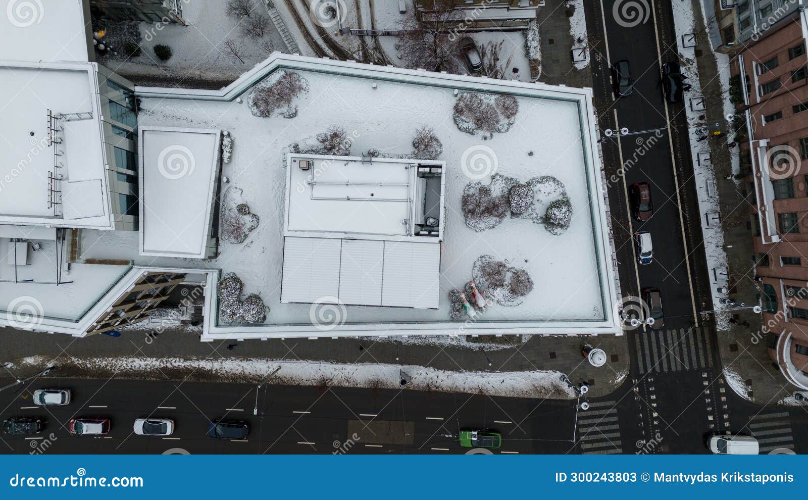 Drone Point of View of a Restaurant on a Rooftop during Winter Stock ...